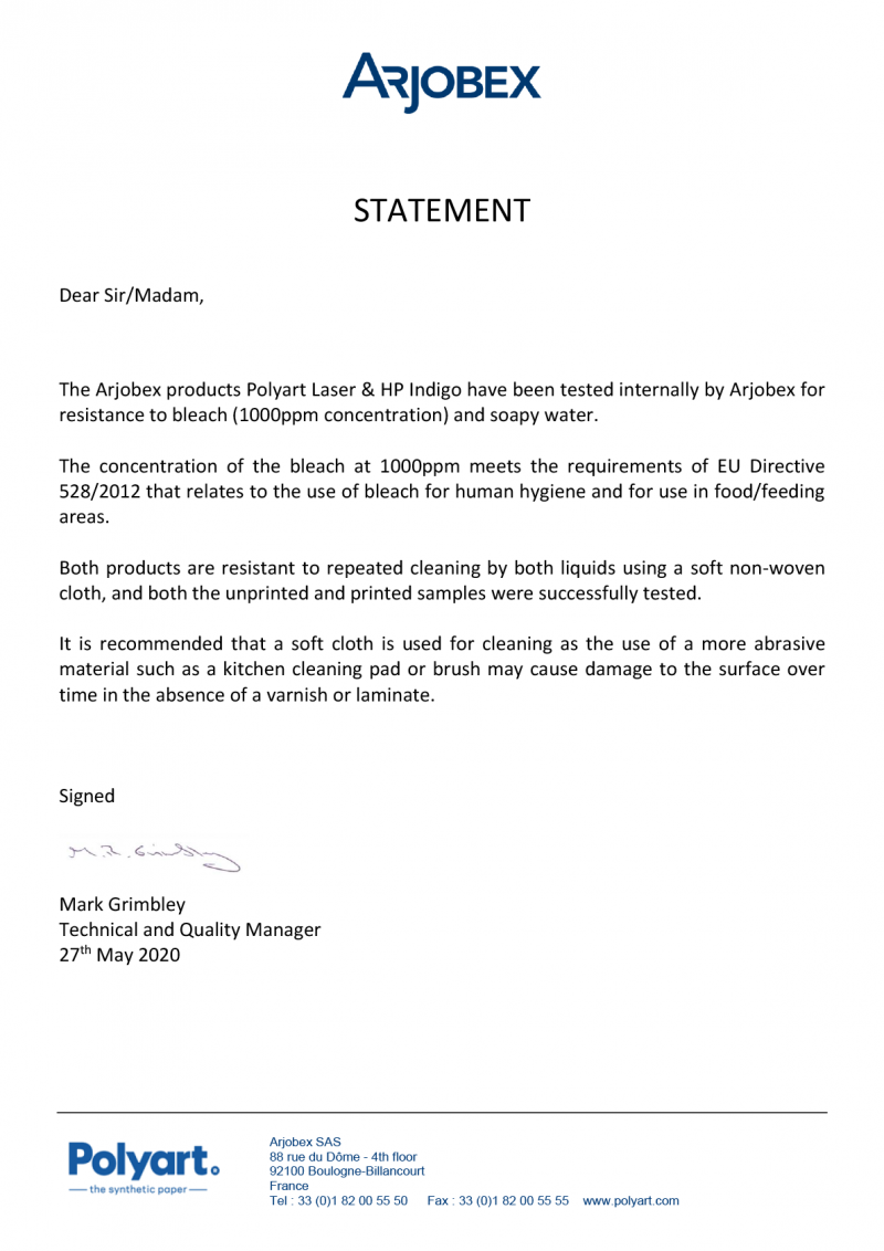 Polyart Digital Cleaning Statement - Polyart